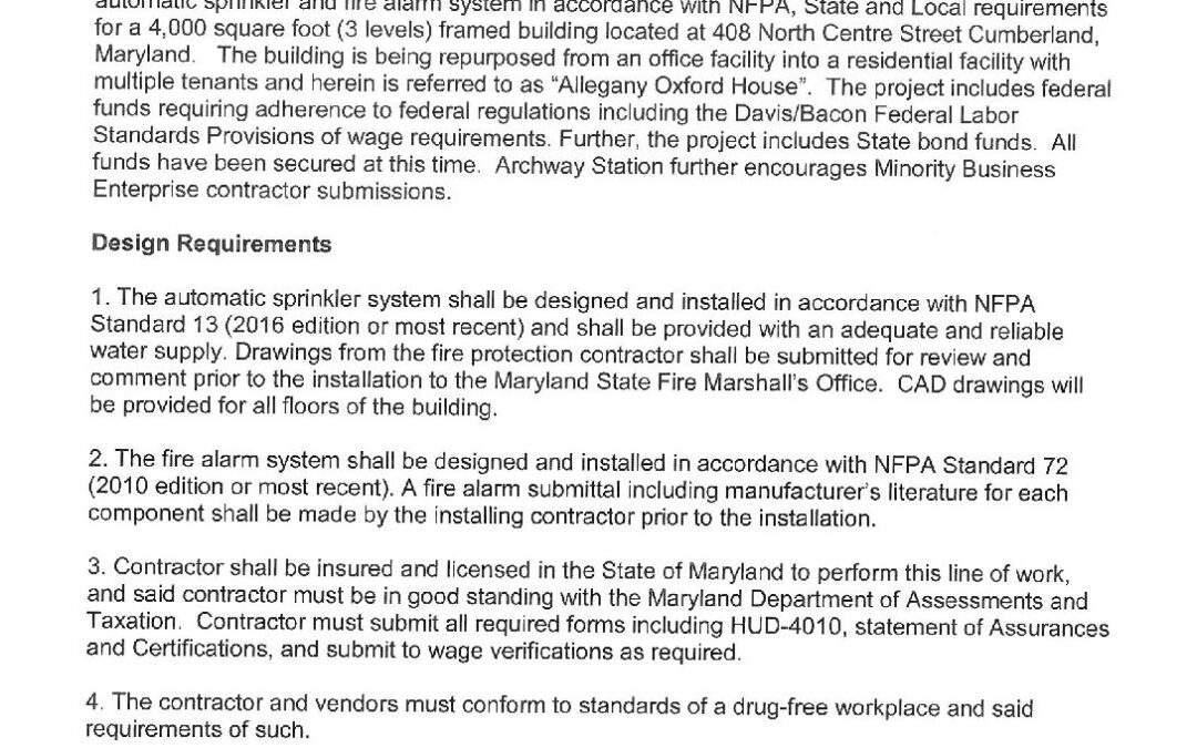 Fire System Packet | Archway Station Inc.